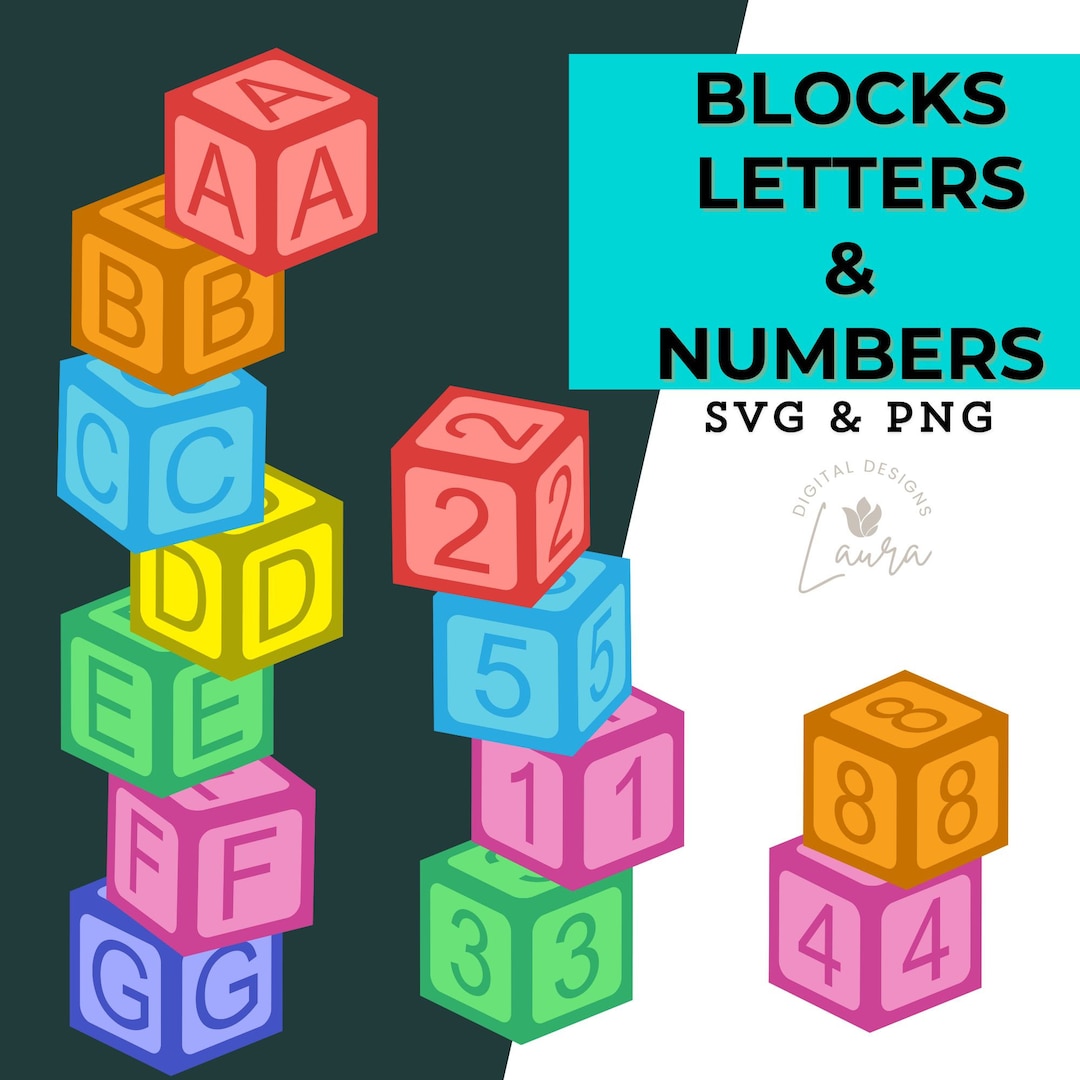 Blocks Letters and Numbers SVG PNG - Etsy