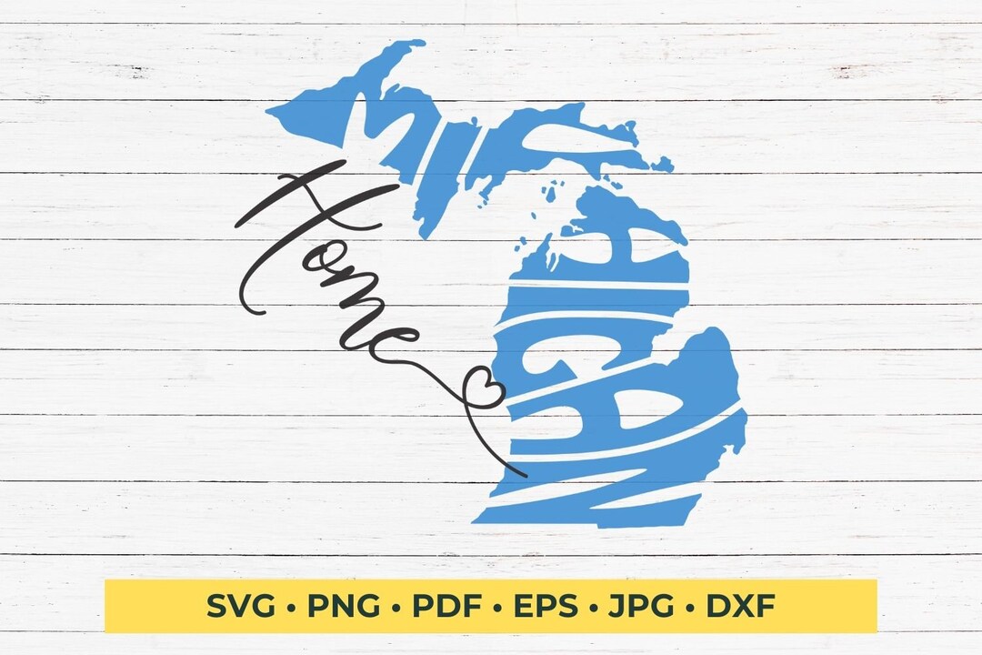 Michigan Home Word Art in State Shape SVG Cut File - Etsy