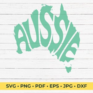 Aussie Word Art in Australia Shape SVG Cut File - Etsy