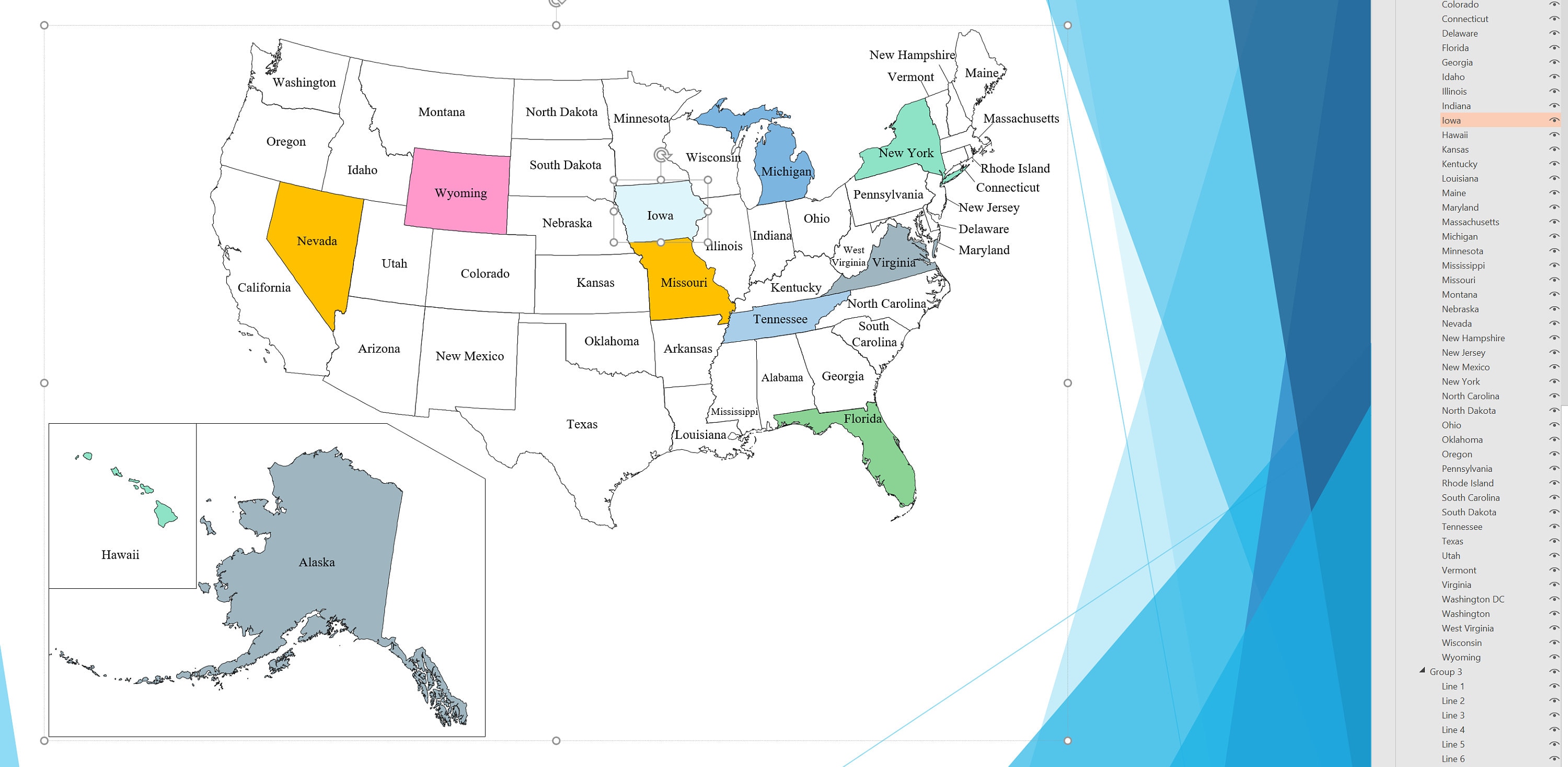 Mapa Editable De Estados Unidos En Power Point Map Of The USA