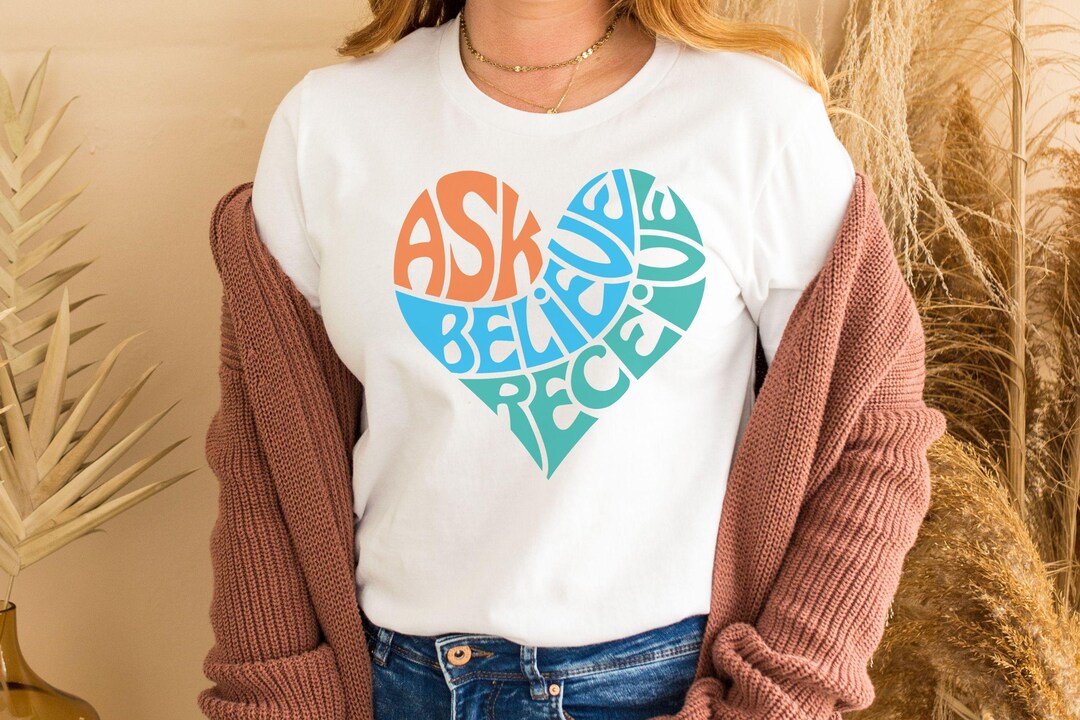 Ask Believe Receive Word Art Heart SVG - Etsy