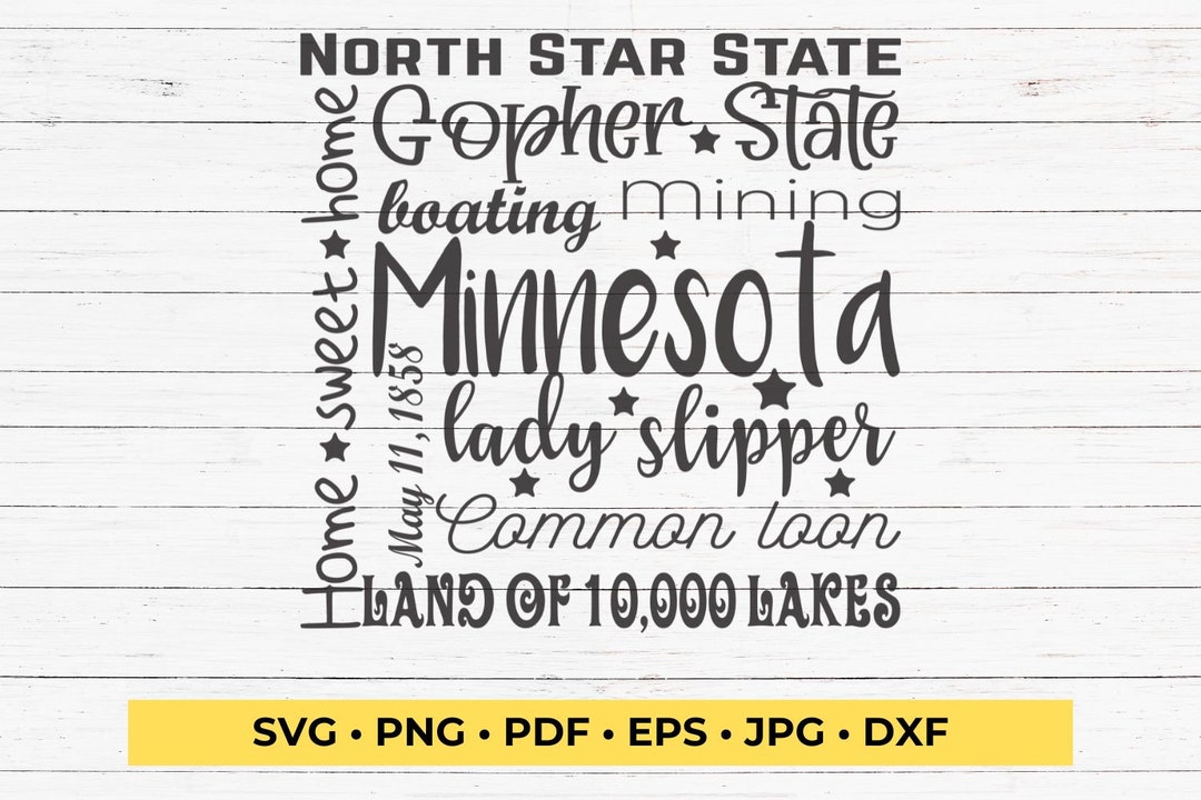 Minnesota SVG Cut File Square Typography - Etsy