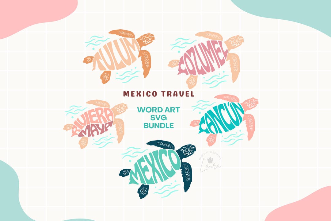 Mexico Travel Word Art SVG Bundle | Riviera Maya, Cancun, Tulum ...