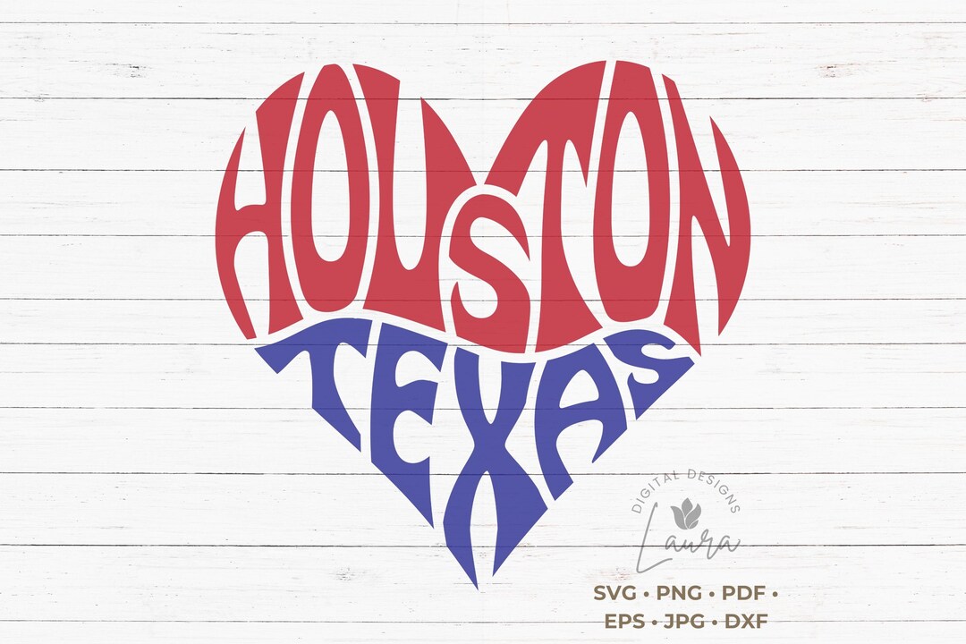 Houston Texas Word Art Heart SVG - Etsy