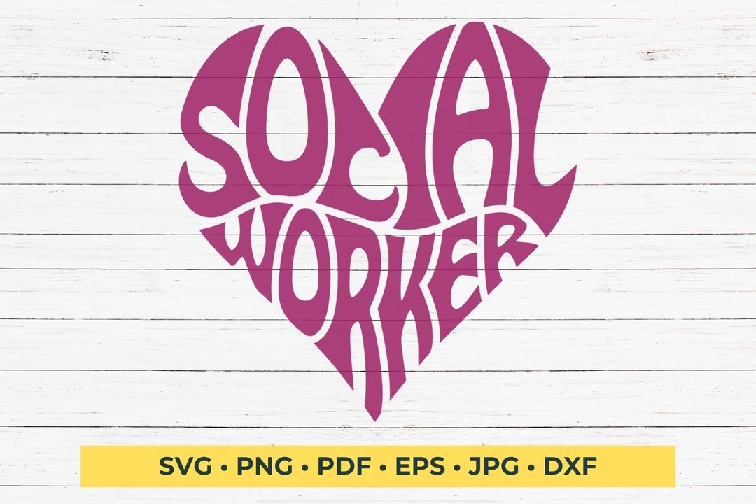 Social Worker Typography Heart Shape SVG Cut File - Etsy