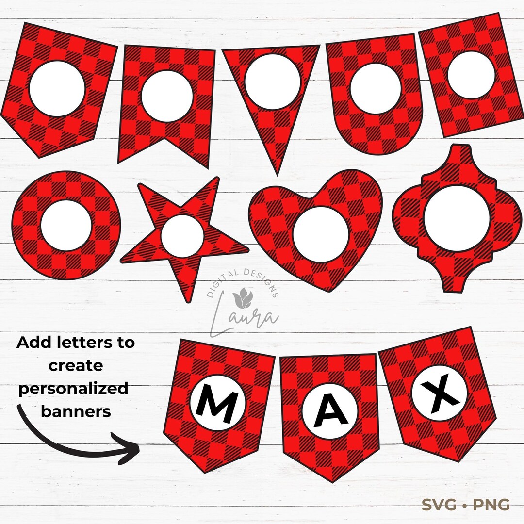 Buffalo Plaid Banners SVG PNG - Etsy