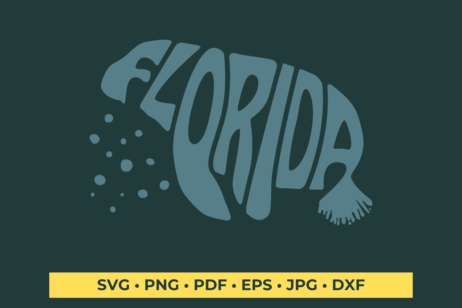 Florida Word Art in Manatee Shape SVG Cut File - Etsy