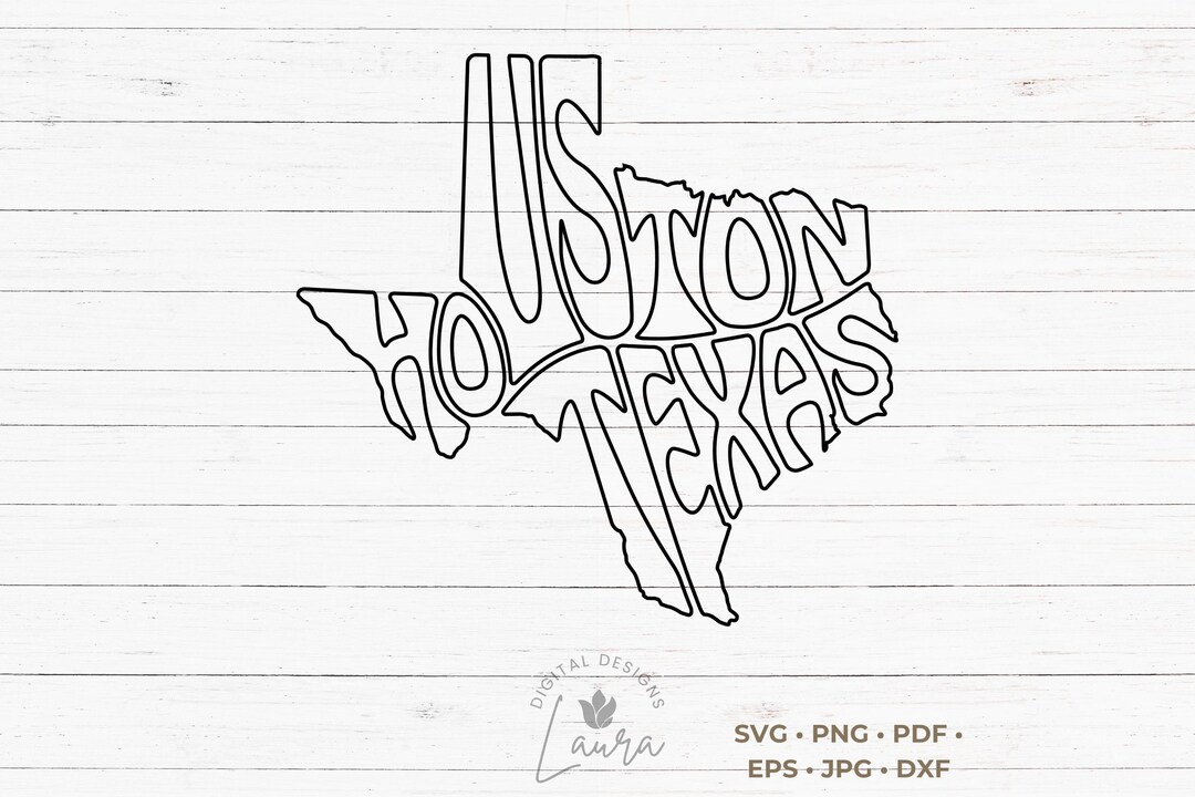 Houston Texas Word Art Map Shape SVG Cut File - Etsy
