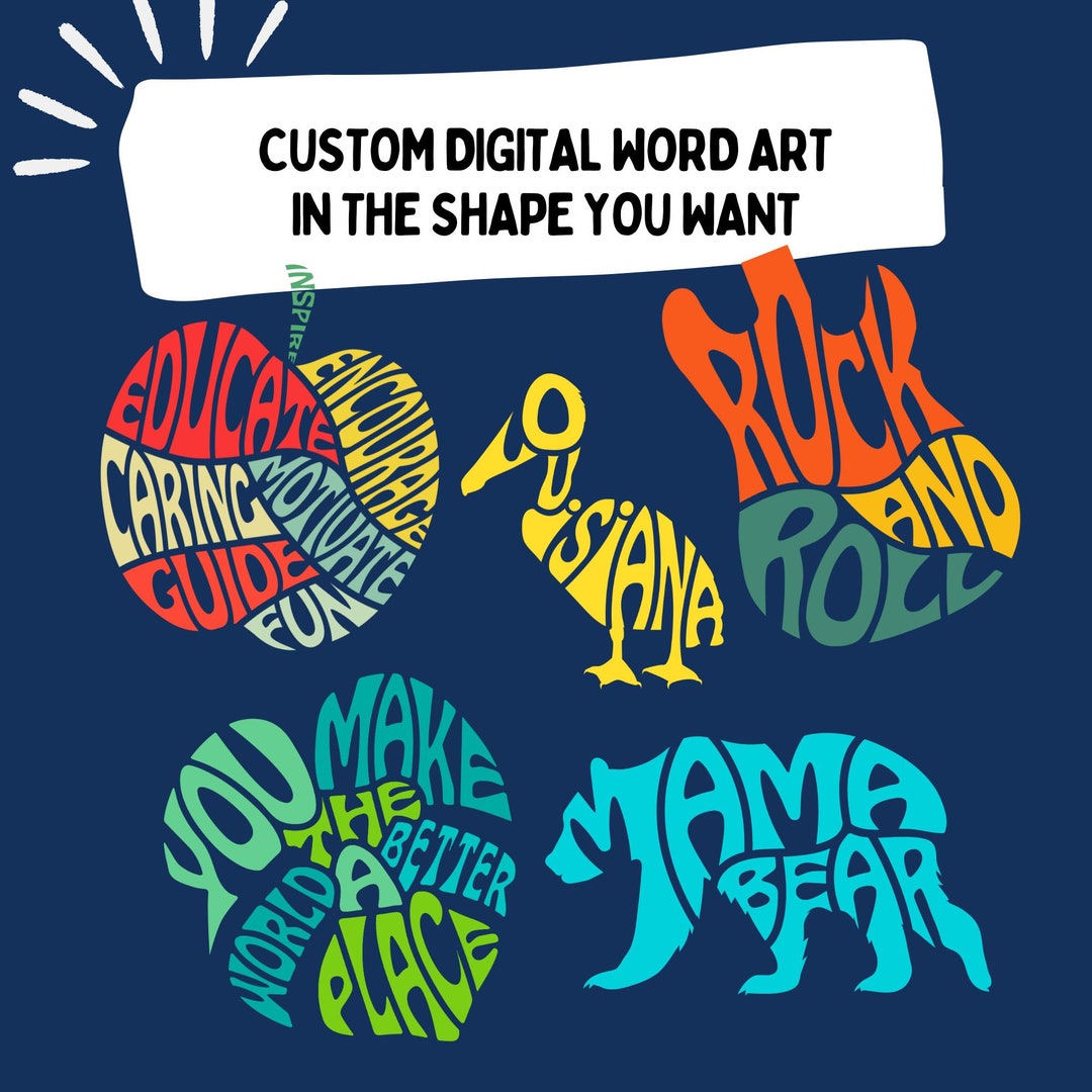 Custom Word Art Design | Custom Shape Design | Digital Print Gift ...