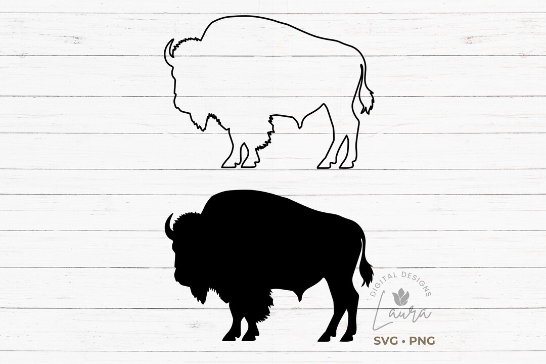 Buffalo SVG, Bison SVG Outline and Silhouette Graphic Cut File - Etsy