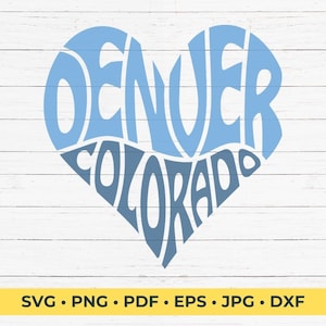 Denver Colorado Word Art in Heart Shape SVG Cut File - Etsy