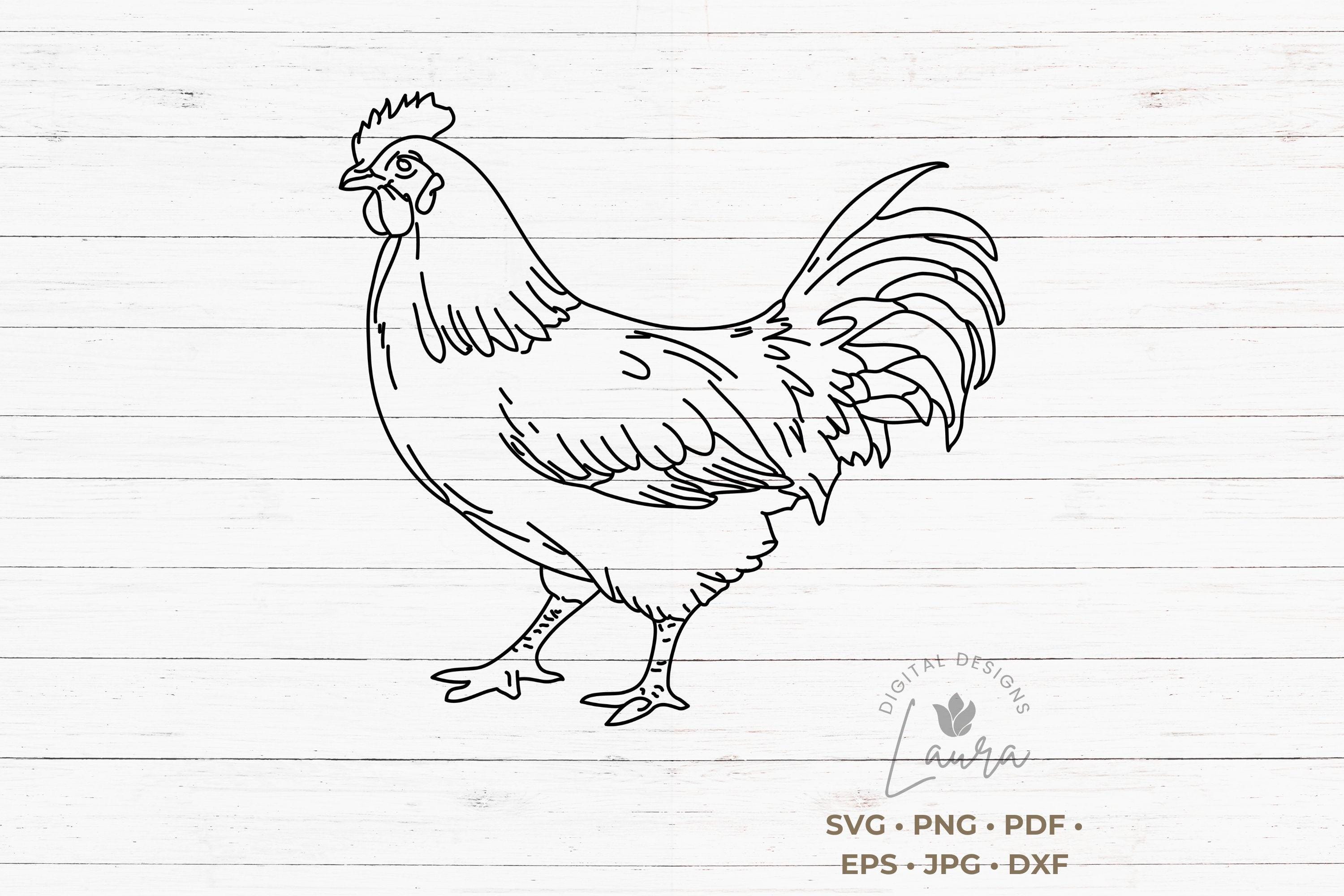 Hen Chicken Line Art SVG PNG - Etsy