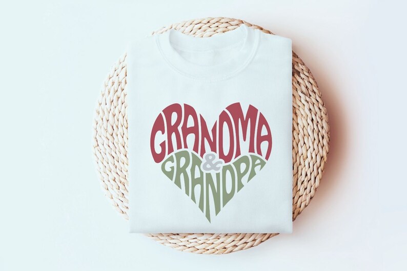 Grandma and Grandpa Heart Word Art SVG - Etsy
