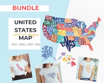 USA Typography, USA State Map, USA Word Art, State Name Inside Shape ...