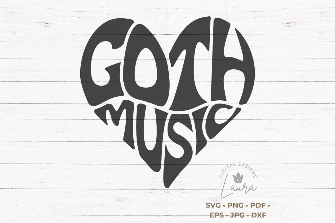 Goth Music Heart Word Art SVG Cut File - Etsy