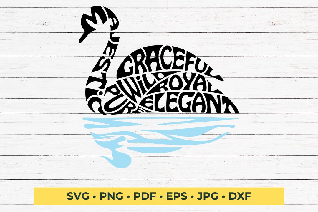 Swan Word Art SVG Cut File - Etsy