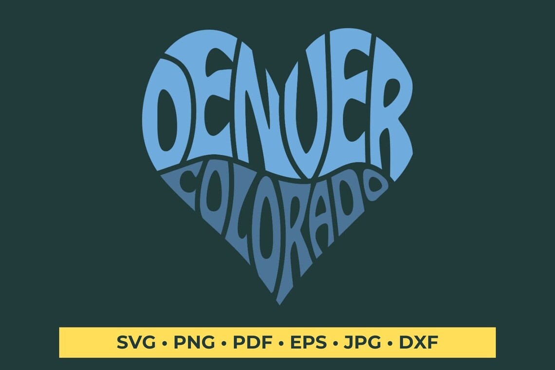 Denver Colorado Word Art in Heart Shape SVG Cut File - Etsy