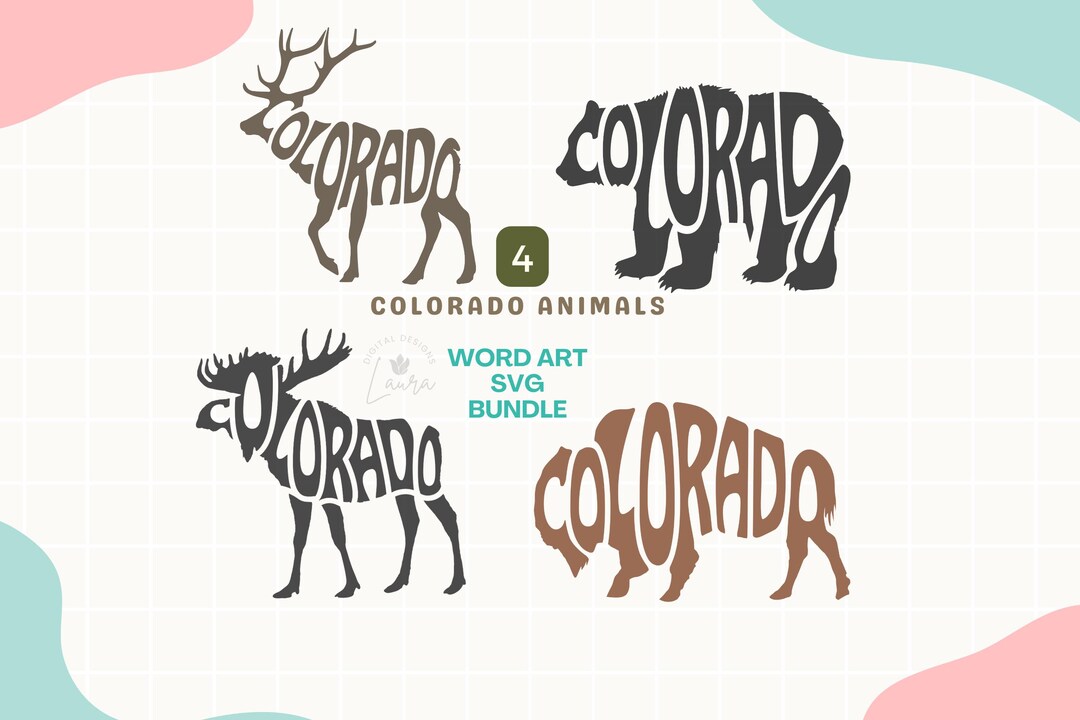 Colorado Animals Word Art SVG Bundle | Bear, Elk, Buffalo, Moose ...