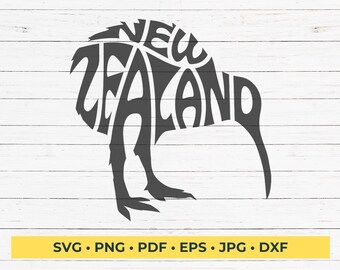 New Zealand Word Art in the Shape of a Kiwi Bird SVG Cut File - Etsy