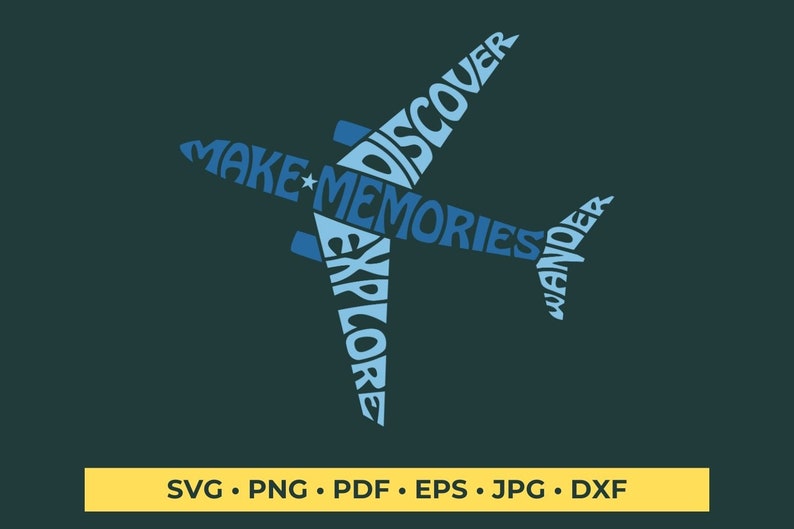 Wanderlust Airplane Travel Word Art - Etsy