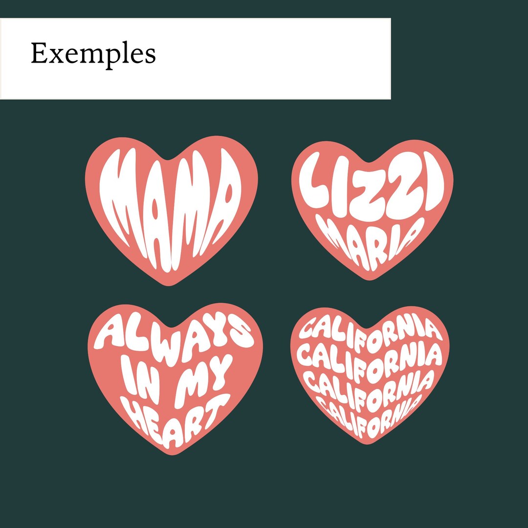 Custom Words in the Shape of a Heart SVG PNG - Etsy