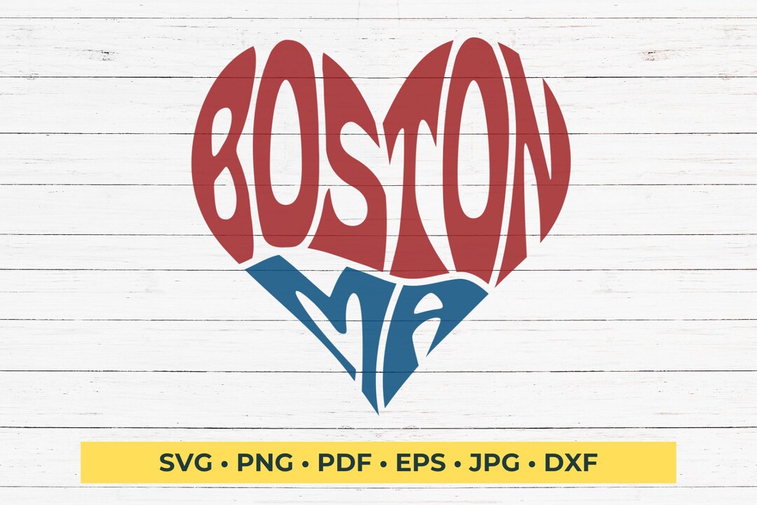 Boston MA Typography in Heart Shape SVG Cut File - Etsy