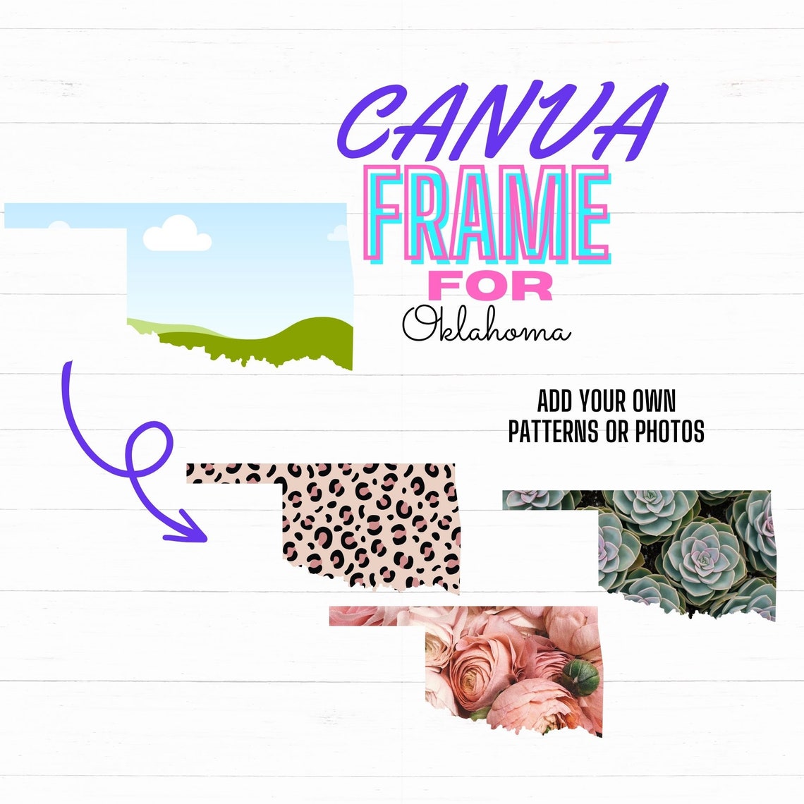 Oklahoma Canva Frame Digital Template - Etsy