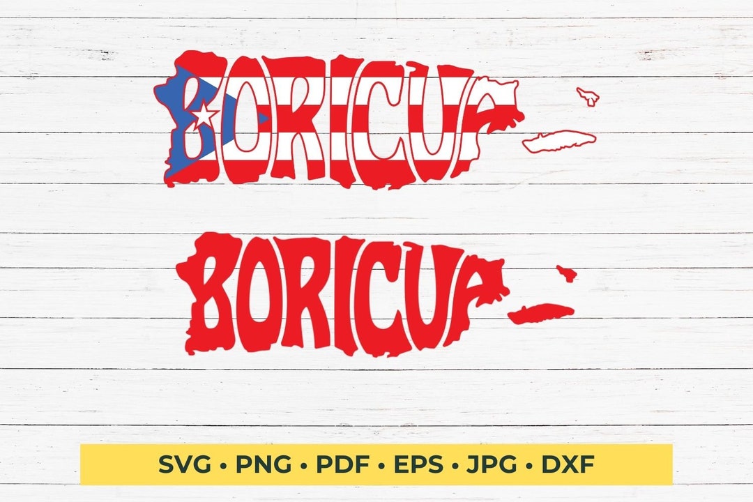 Boricua Word Art Puerto Rico Map Shape SVG Cut File - Etsy