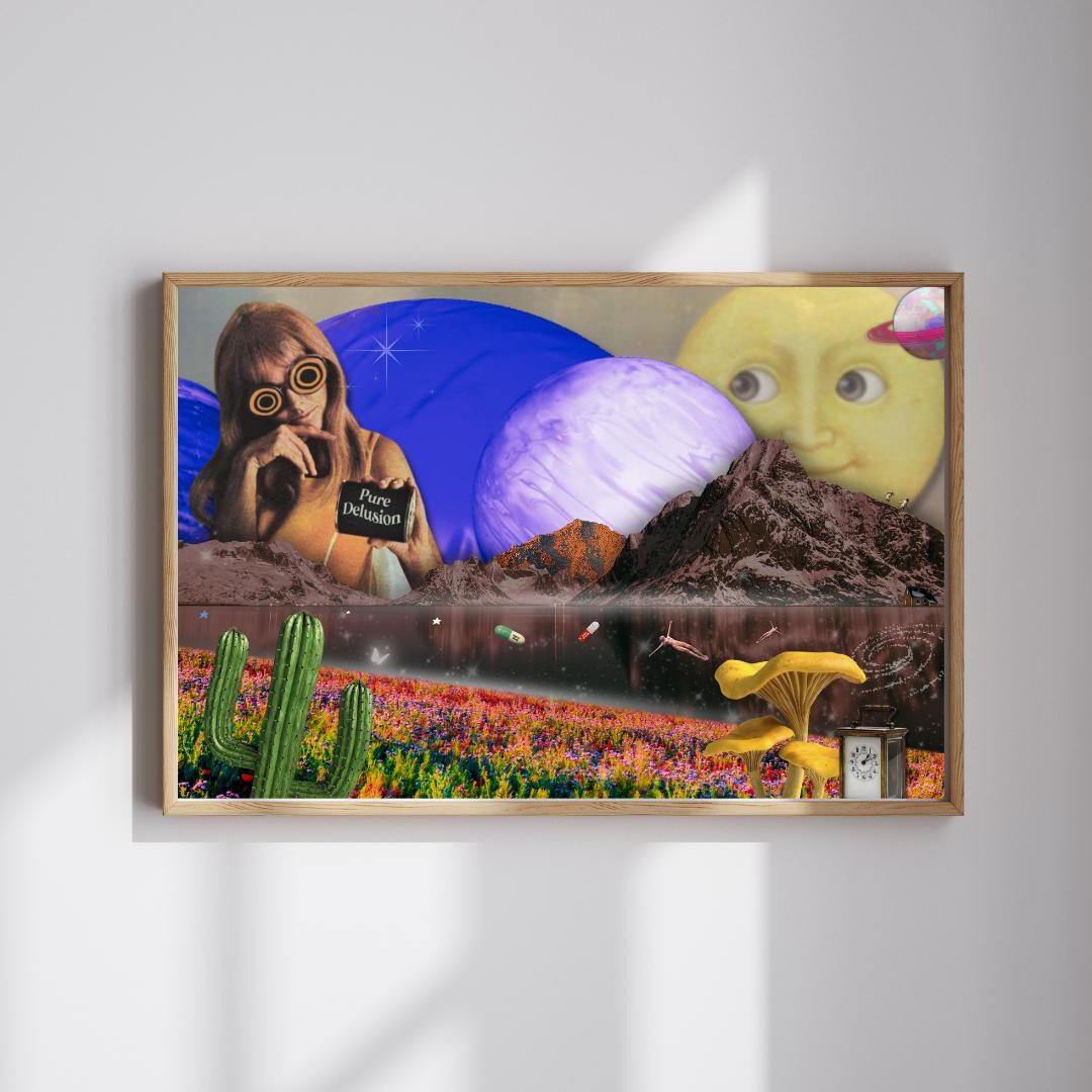 Vintage Retro Collage Art Poster — River of Delusion - Etsy