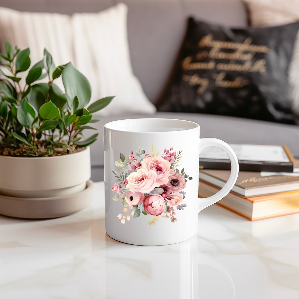 Floral Mug, Spring Mug, Flower Mug, Bouquet Mug, Coffee Mug, Botanical ...