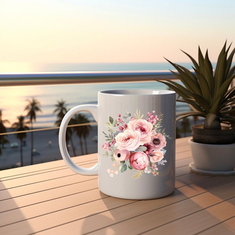 Floral Mug, Spring Mug, Flower Mug, Bouquet Mug, Coffee Mug, Botanical ...