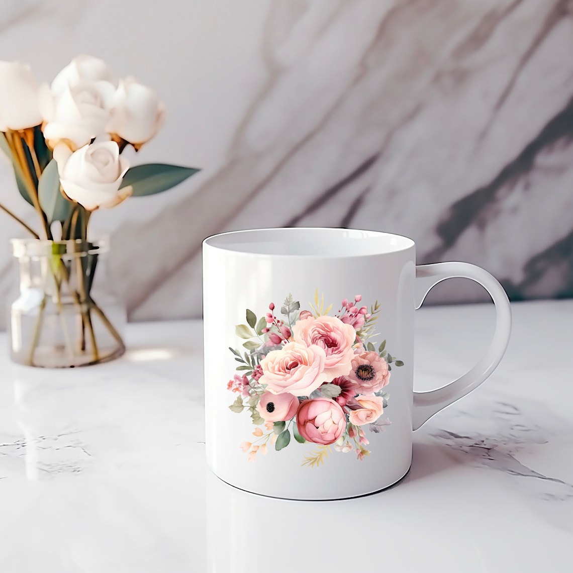 Floral Mug, Spring Mug, Flower Mug, Bouquet Mug, Coffee Mug, Botanical ...