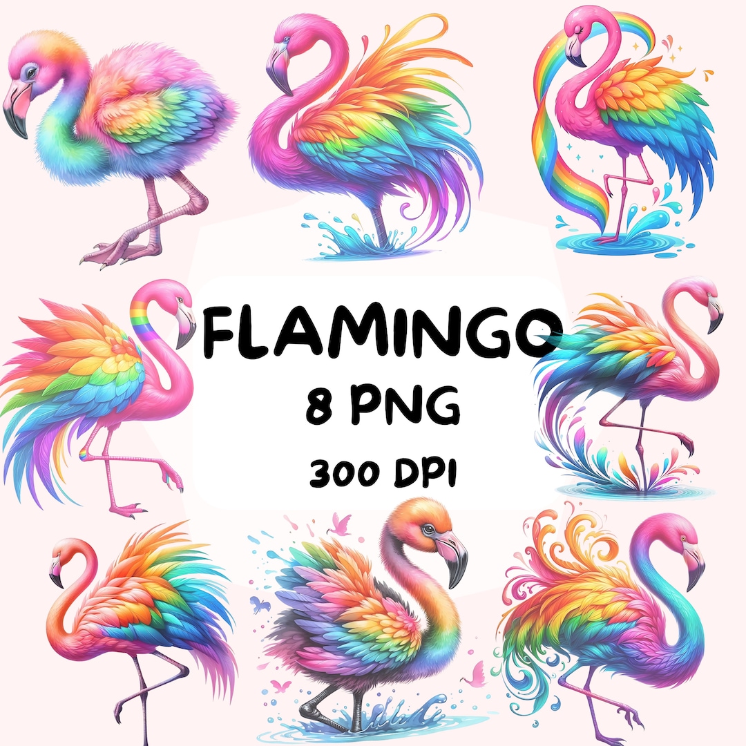 Rainbow Flamingo Clipart, Baby Flamingo, Rainbow Art, Nursery ...