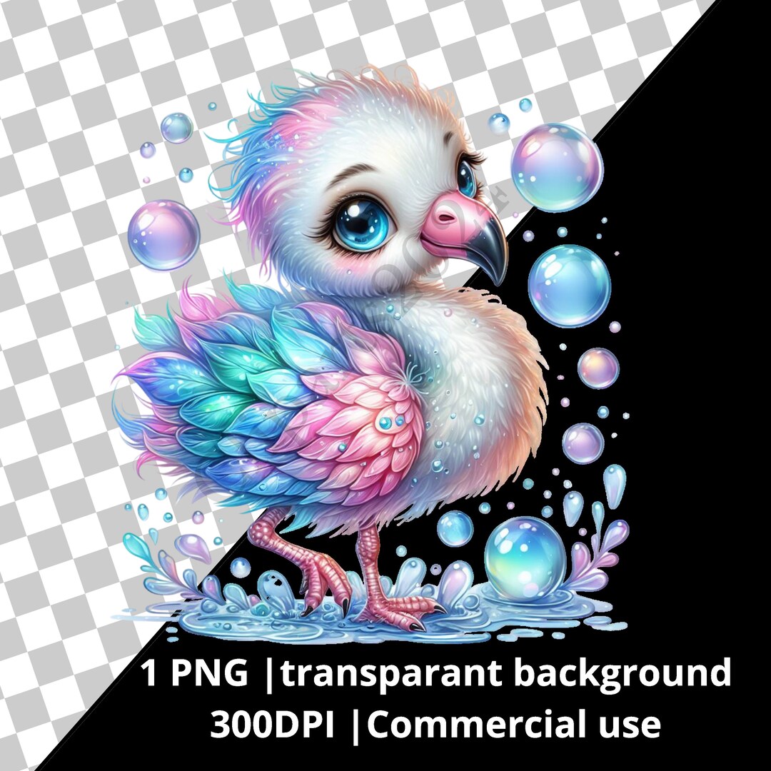 Baby Flamingo Clipart, Cute Bird, PNG, 300DPI, Sublimation, Printable ...