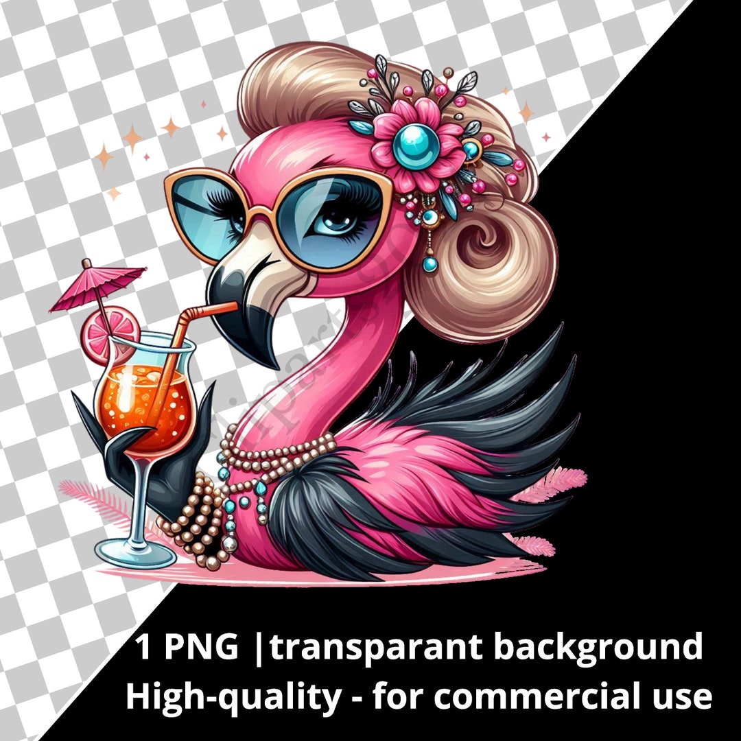 Flamingo Clipart, PNG, Pink Bird, Fashion, Sublimation Print ...