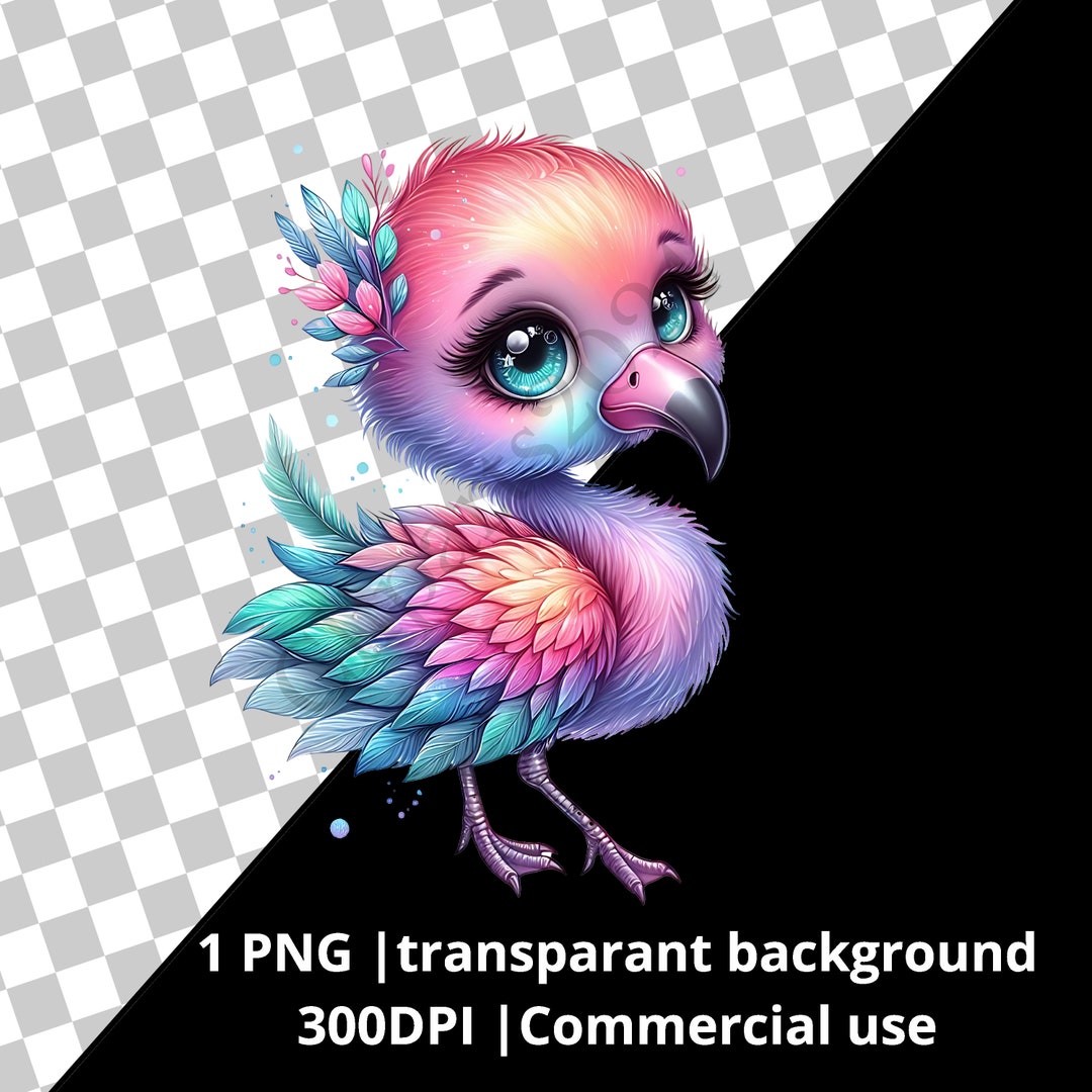Baby Flamingo Clipart, Cute Bird, PNG, 300DPI, Sublimation, Printable ...