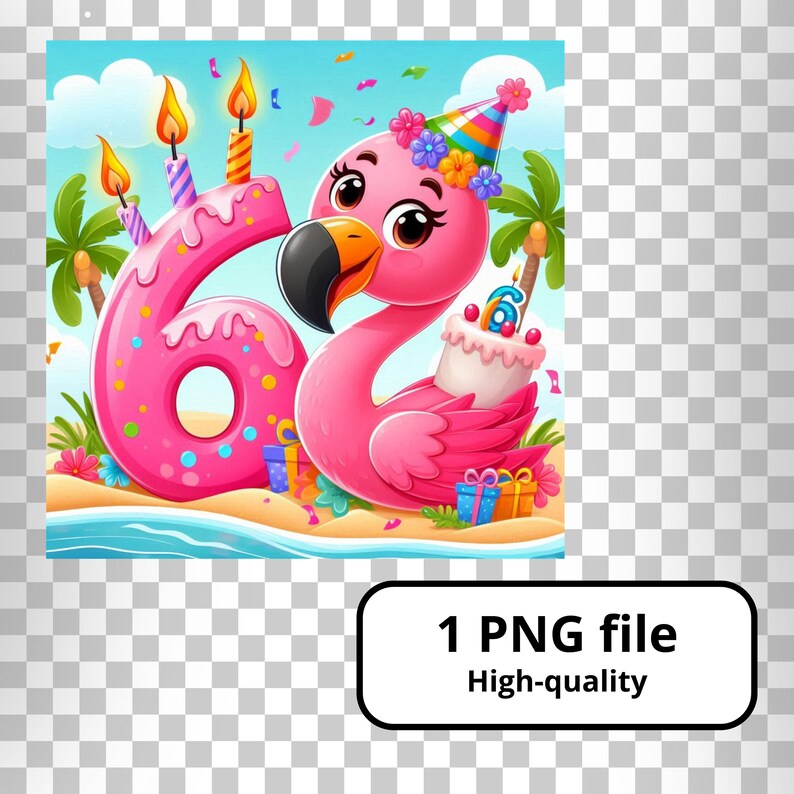 Cumpleaños Flamingo clipart, PNG, pájaro rosa, feliz cumpleaños, número ...