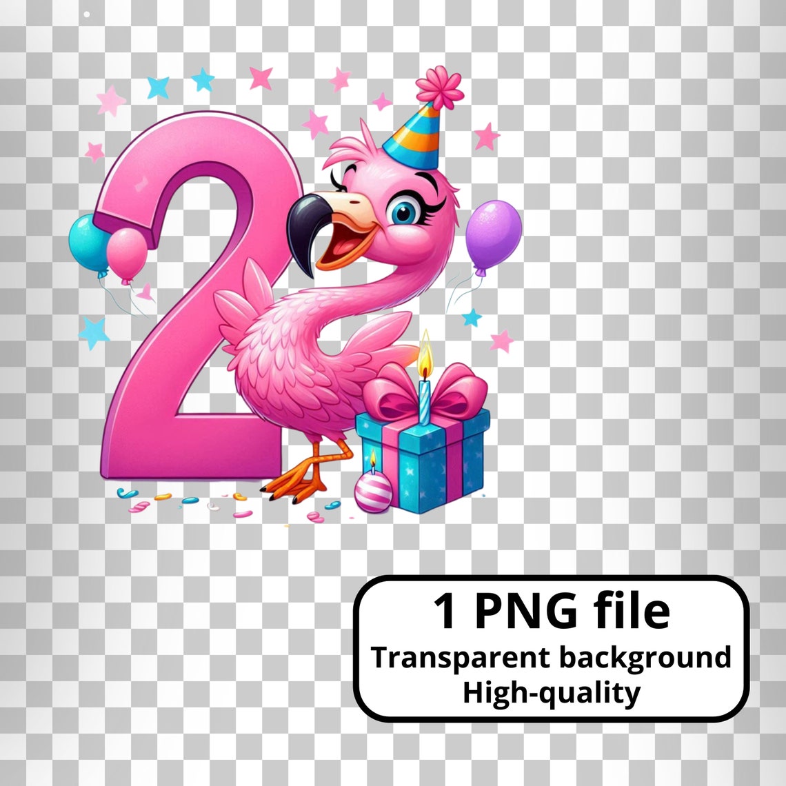 2nd Birthday Flamingo Clipart, Flamingo PNG, Pink Bird, Happy Birthday ...