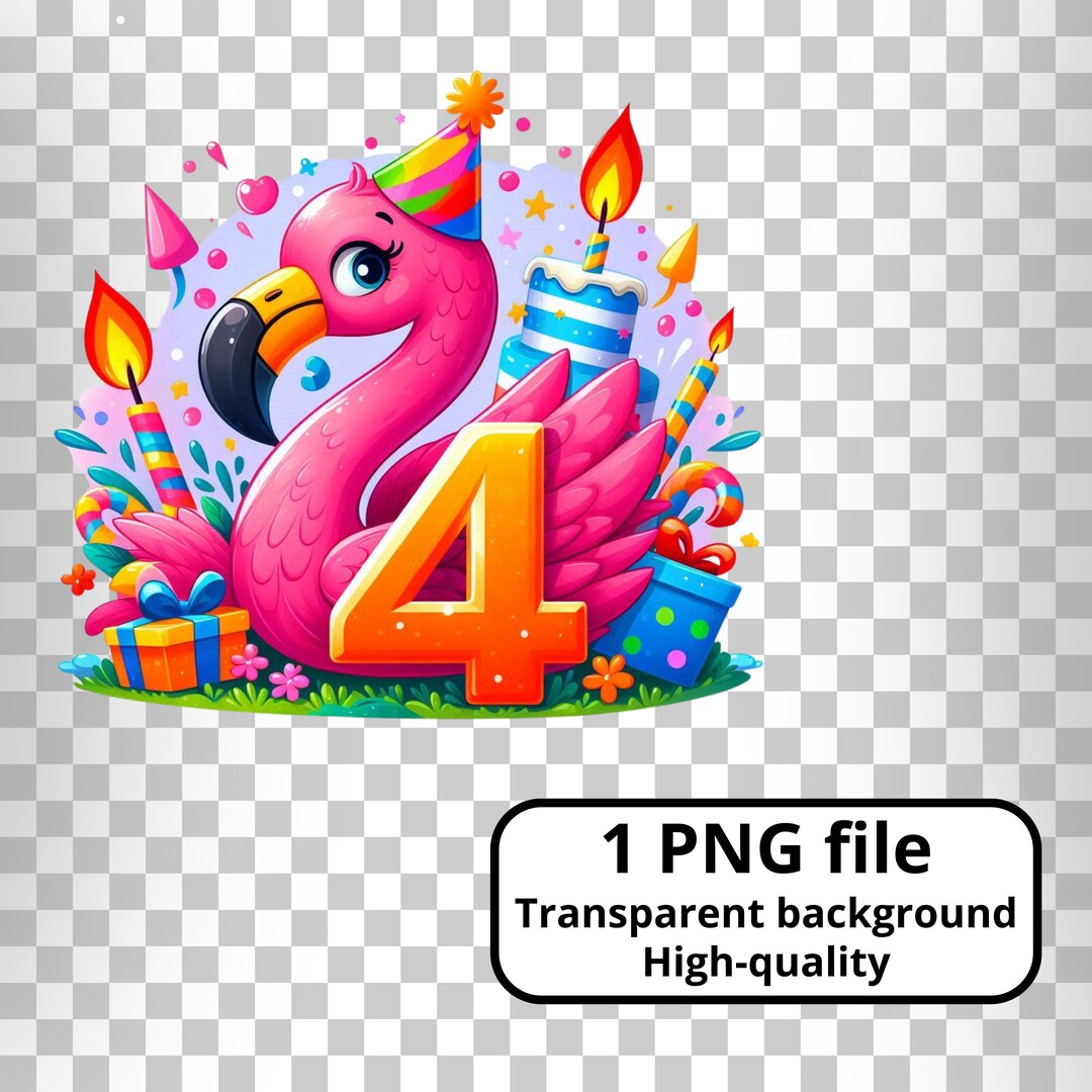 Cumpleaños Flamingo clipart, PNG, pájaro rosa, feliz cumpleaños, número ...