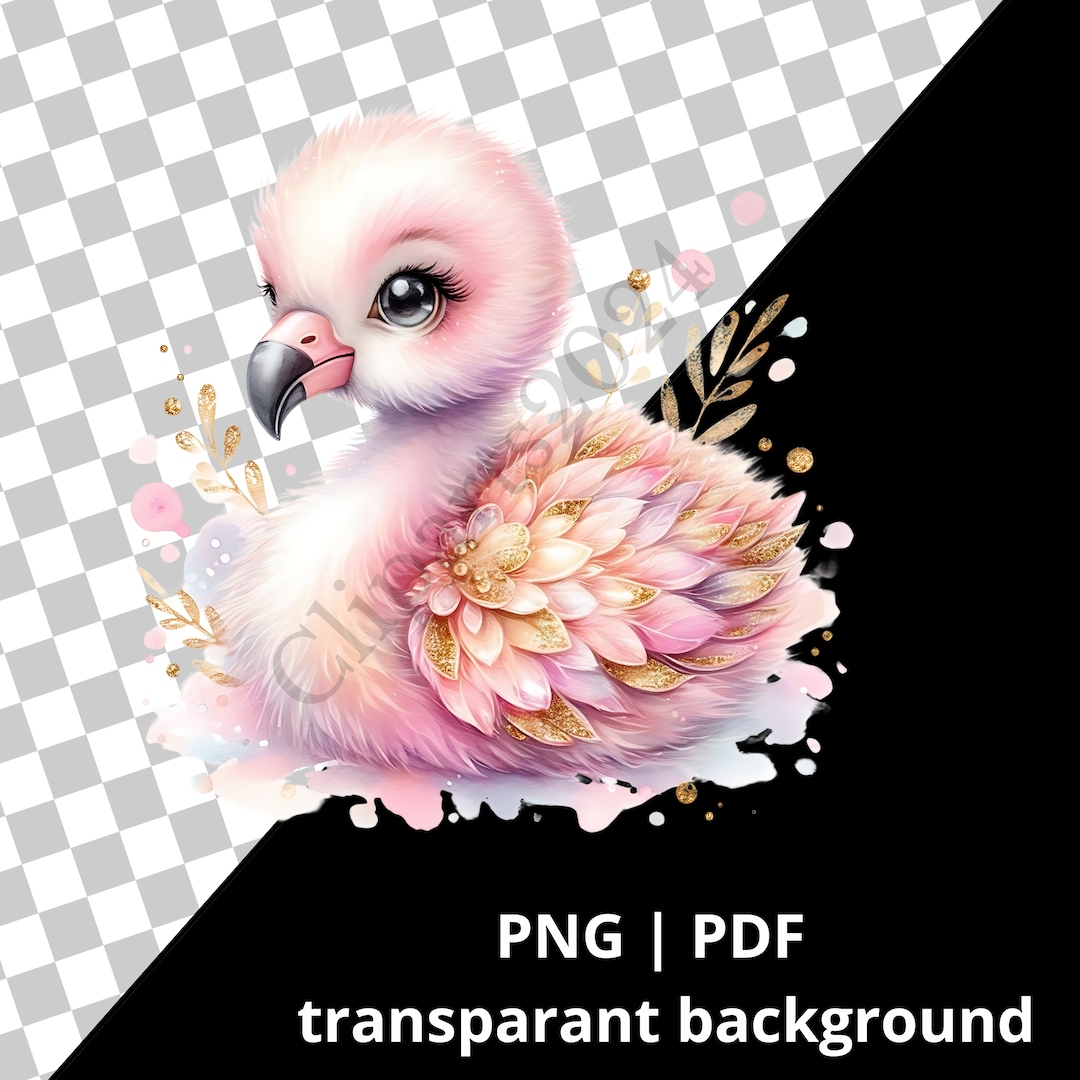 Cute Baby Flamingo Clipart, Flamingo Watercolor, Clipart, Baby Flamingo ...