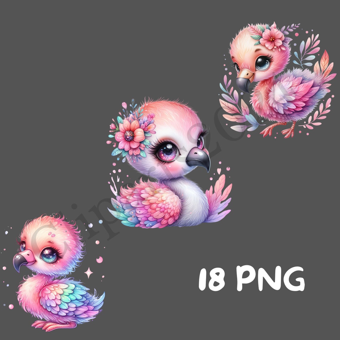 18 PNG Cute Baby Flamingo Clipart, Nursery, Baby Shower, Digital ...