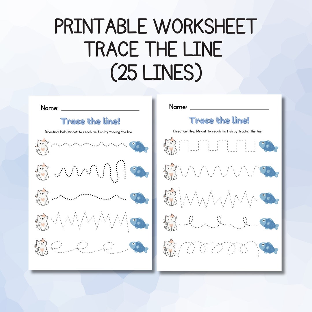 Printable Tracing Worksheets Cat Version (kindergarten, Preschool, Kids ...