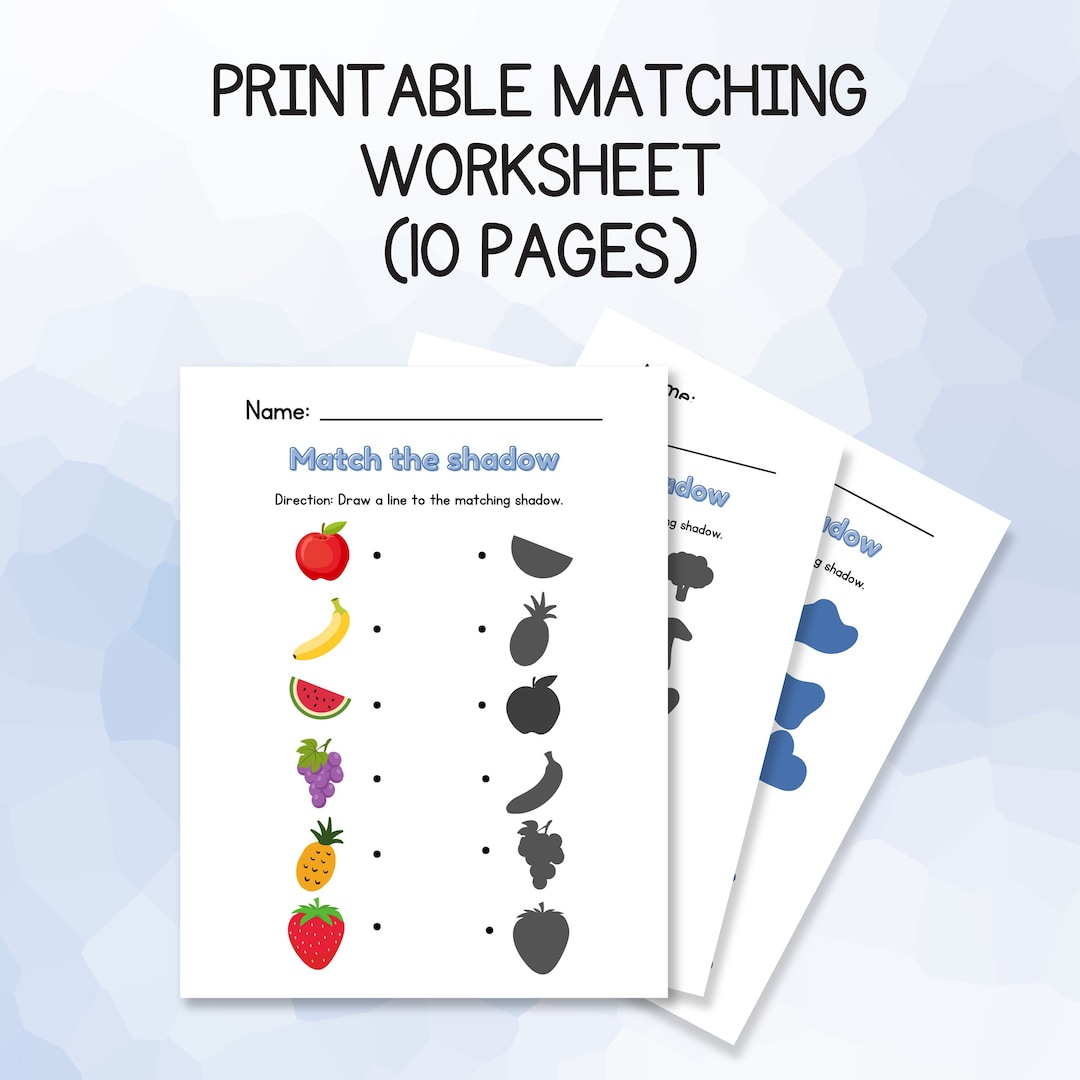 Printable Shadow Matching Worksheets (kindergarten, Preschool, Kids ...