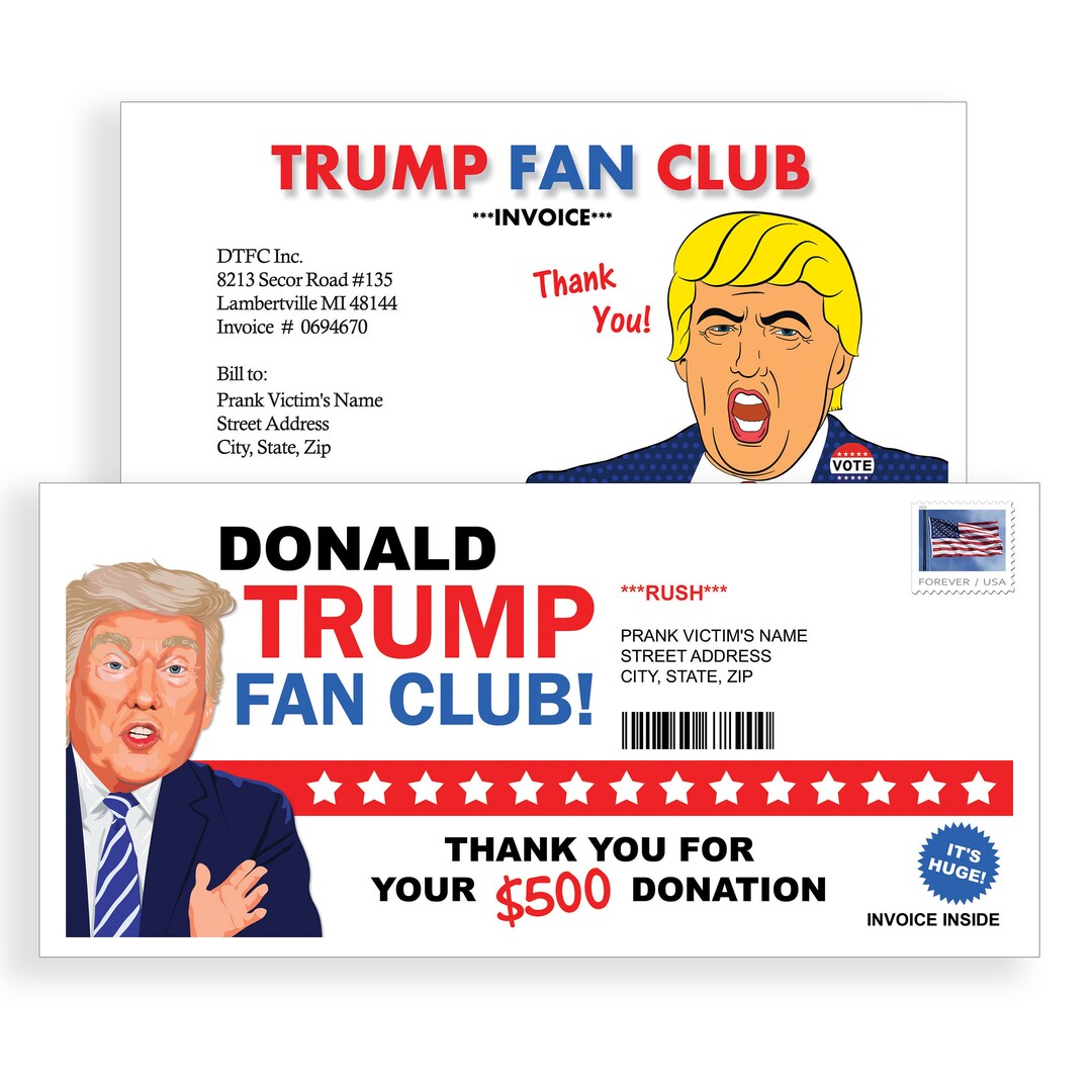 Donald Trump Fan Club Fake Donation Prank Mail Letter 100% Anonymous ...