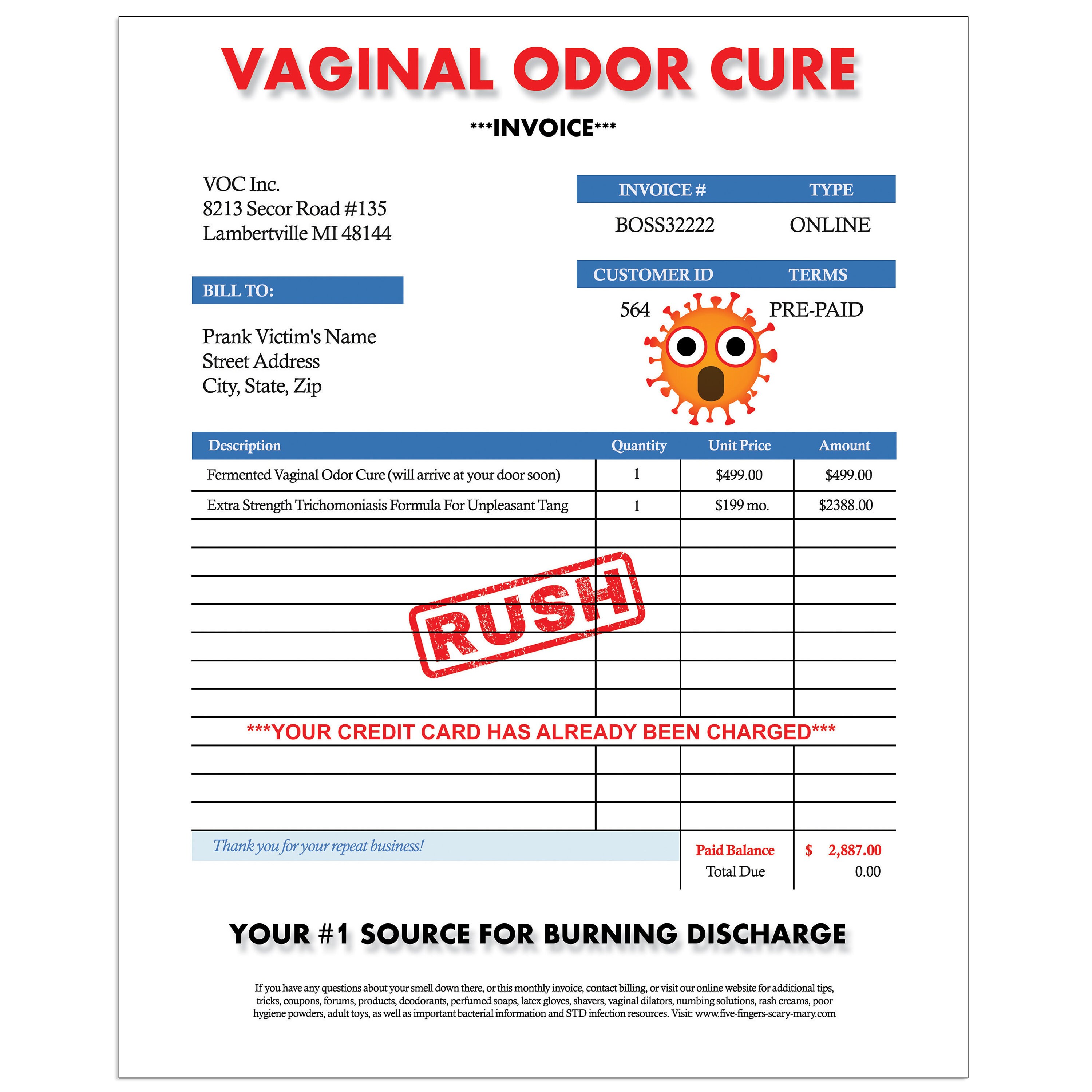 Odor Gag Prank Mail Letter 100% Anonymous Sent Directly to Your Friends ...