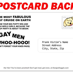 Prank Postcard - Gay Cruise - 100% Anonymous - Sent Directly to Your Friends - Prank Mail ...