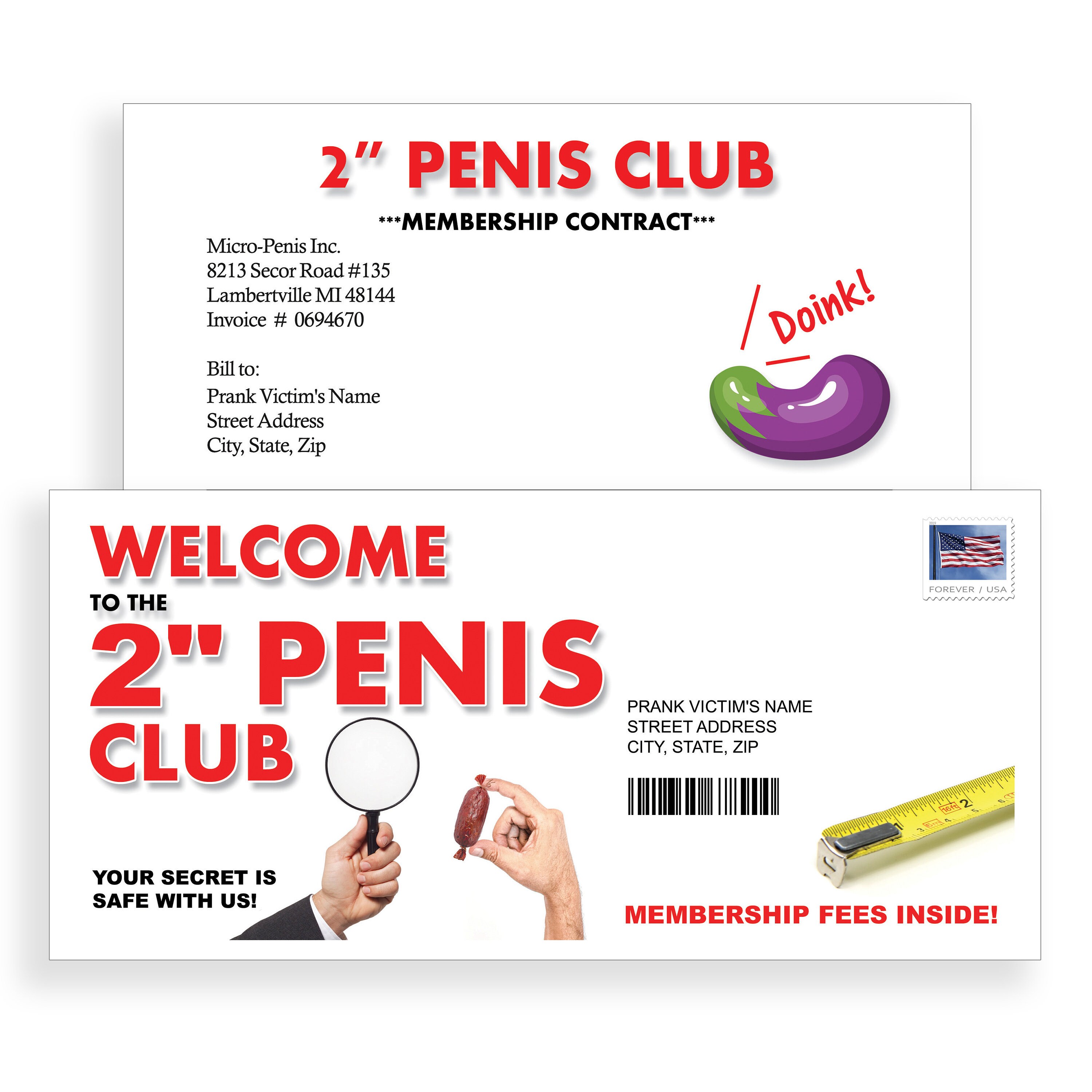 2 Inch Penis Club Prank Mail Letter 100% Anonymous Sent Directly to ...