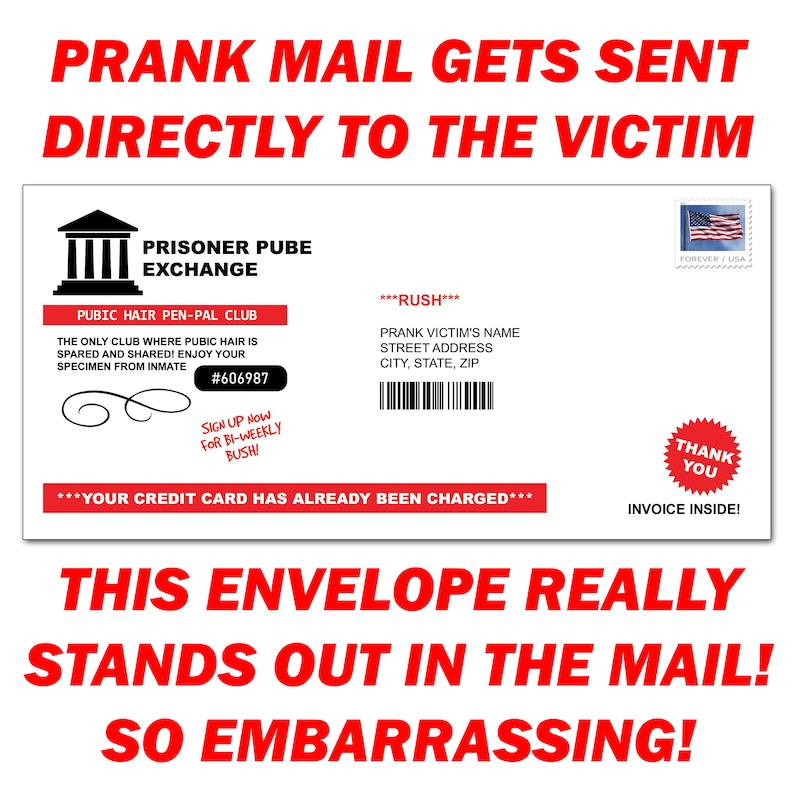 Prison Pubes Prank Joke Mail Letter Sent 100% Anonymously Mail Some Fun ...