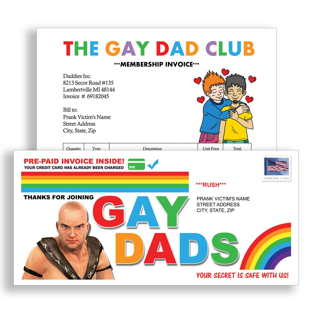 Prank Fake Gay Dads Club Joke Mail Gag - Sent 100% Anonymously Direct to Your Friends, Family ...