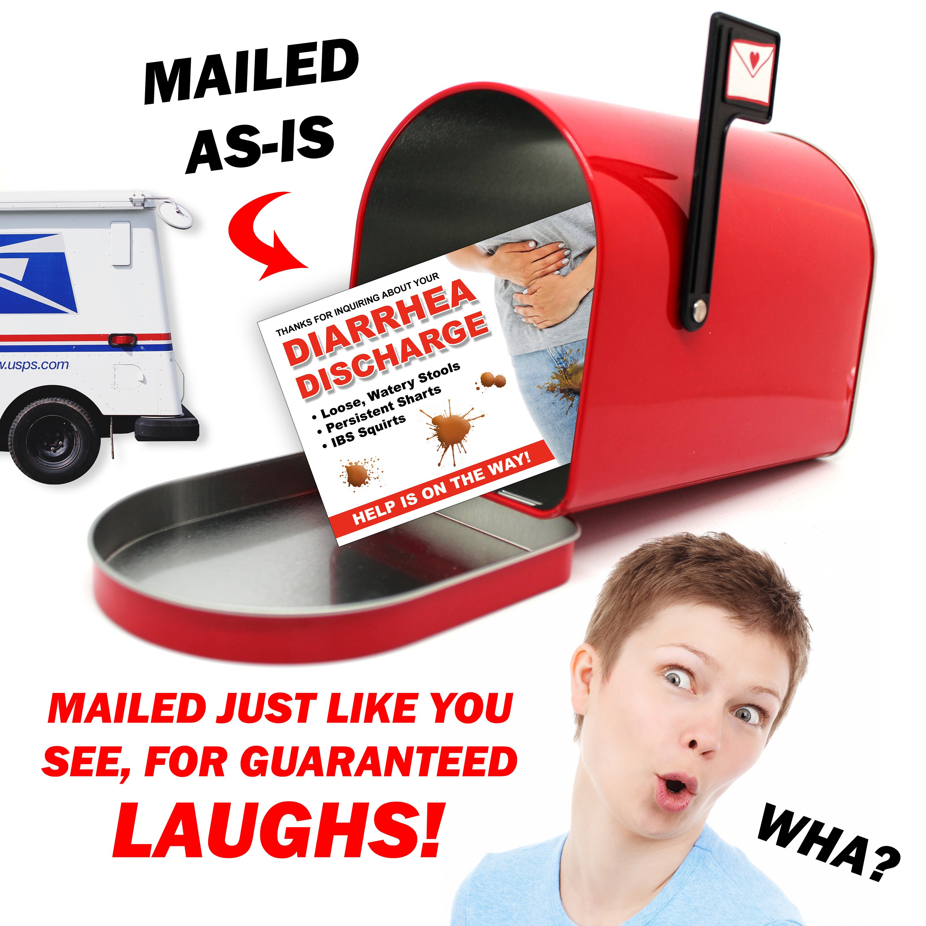 Prank Postcard Diarrhea 100% Anonymous Sent Directly to Your Friends ...